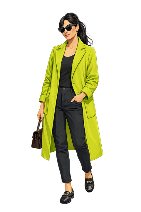 Download Fashion Illustration, Stylish Outfit, Lime Green Coat. Royalty ...
