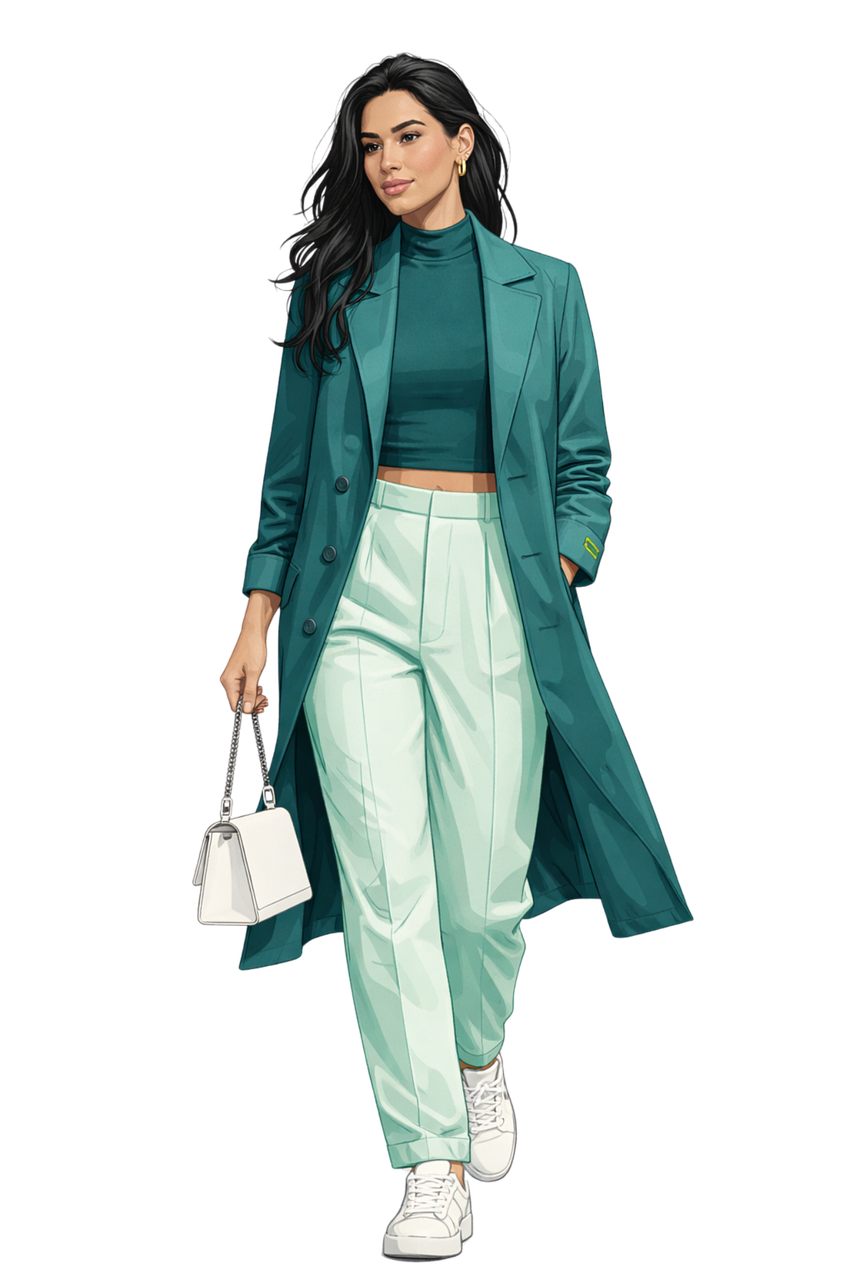 Download Modern Fashion, Stylish Woman, Teal Outfit. Royalty-Free ...