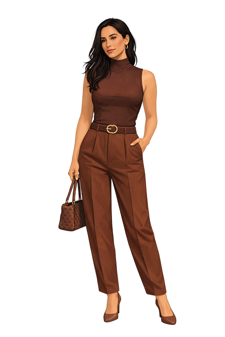 Download Modern Fashion, Elegant Woman, Brown Outfit. Royalty-Free ...
