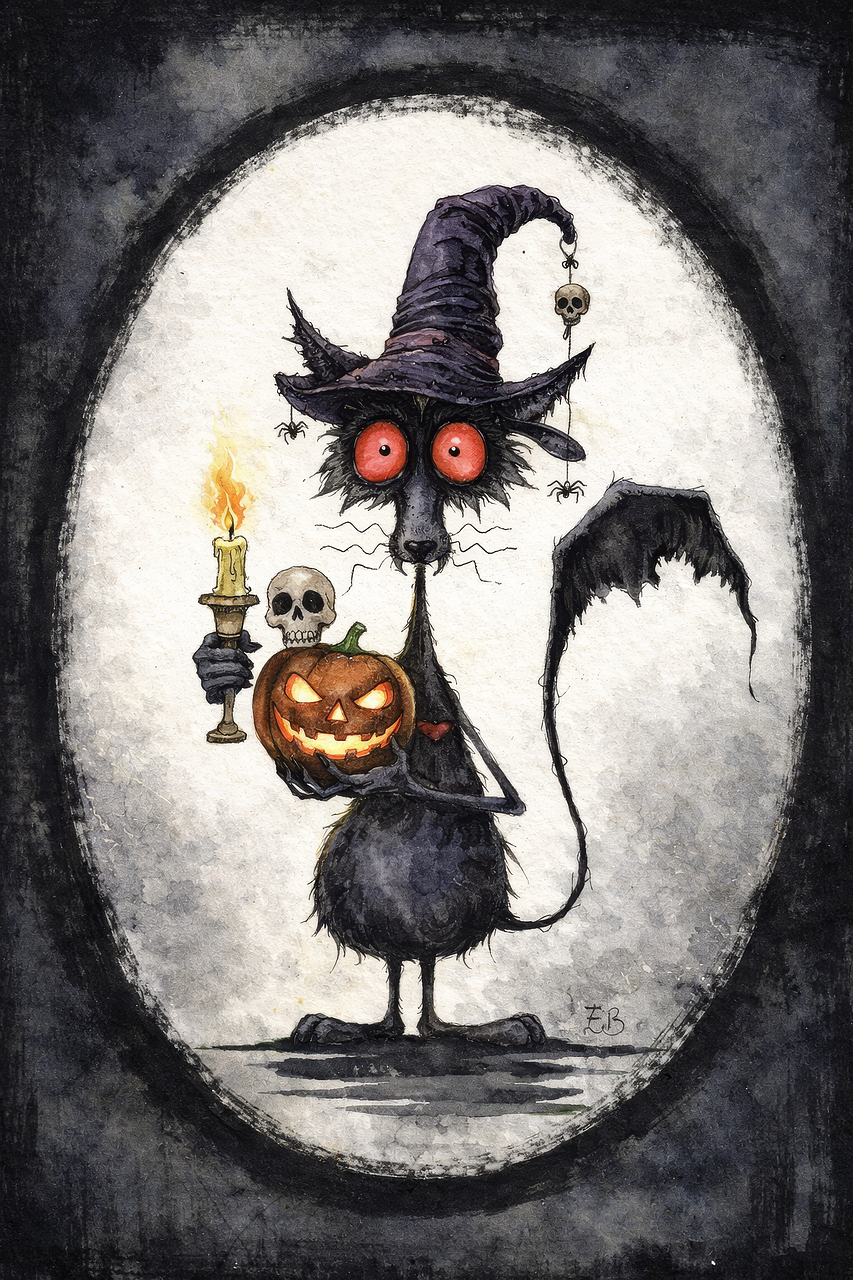Download Halloween Illustration, Witch Cat, Spooky Animal. Royalty-Free ...