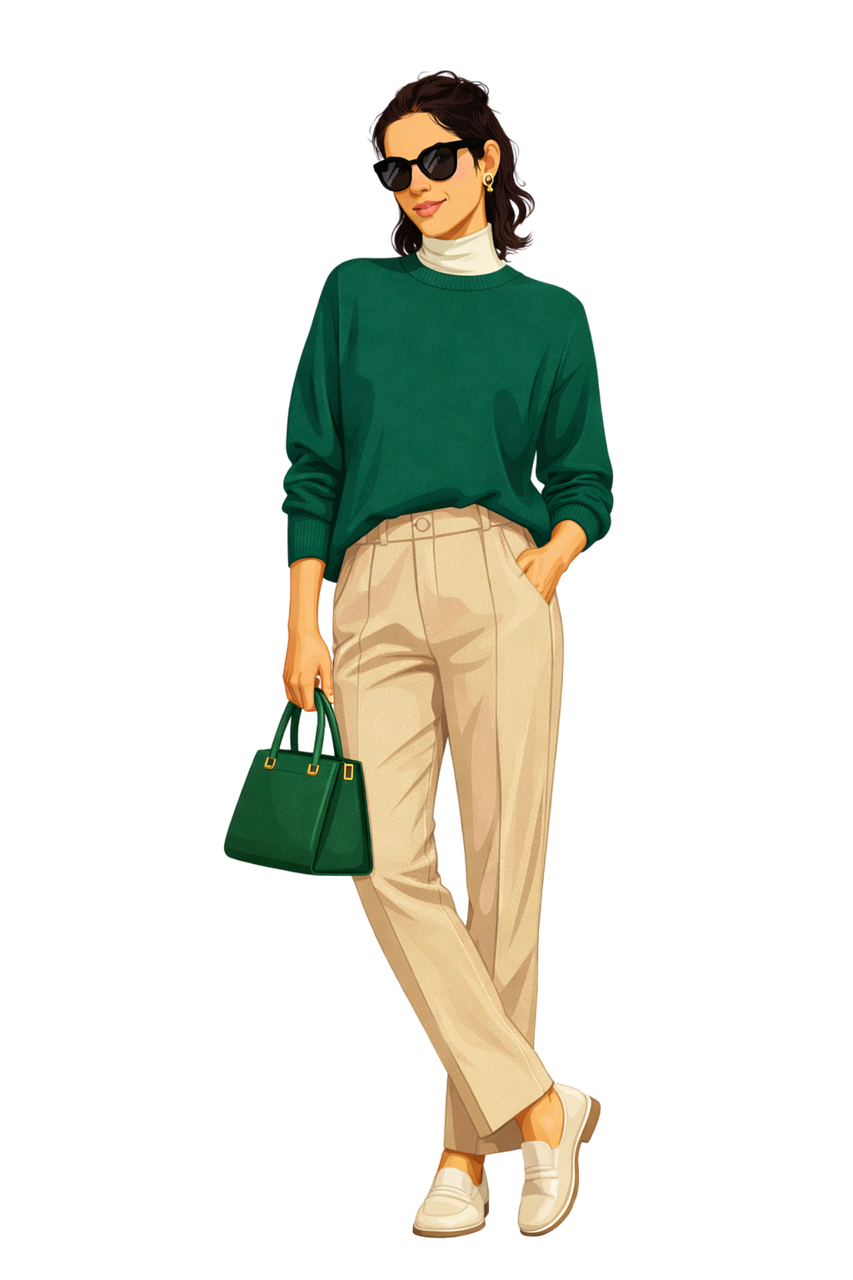 Download Fashion Illustration, Elegant Woman, Green Outfit. Royalty ...