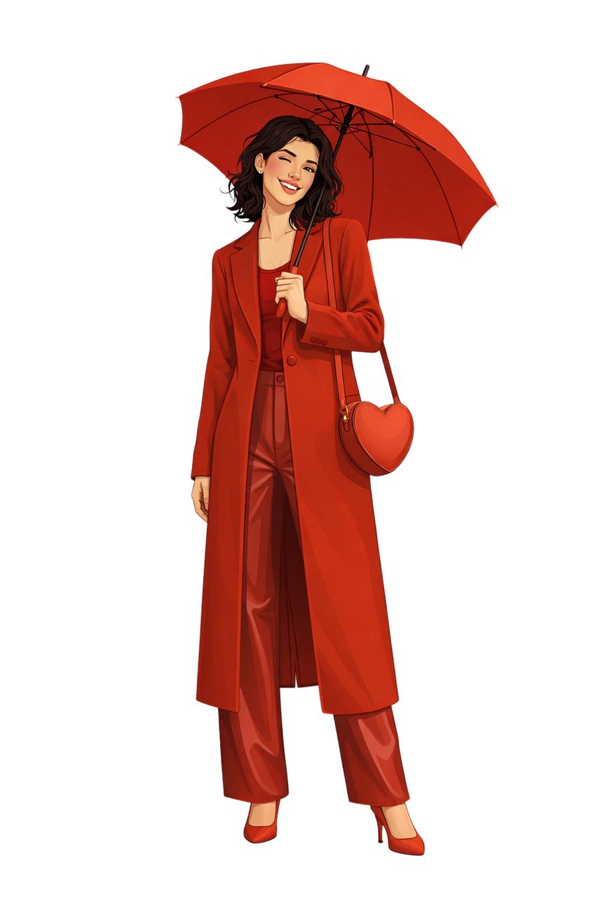 Download Fashionable Woman, Red Outfit, Elegant Style. Royalty-Free ...