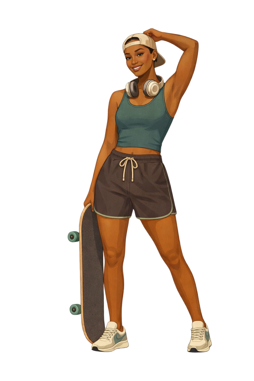 Download Skateboard Woman, Urban Lifestyle, Sporty Fashion. Royalty ...