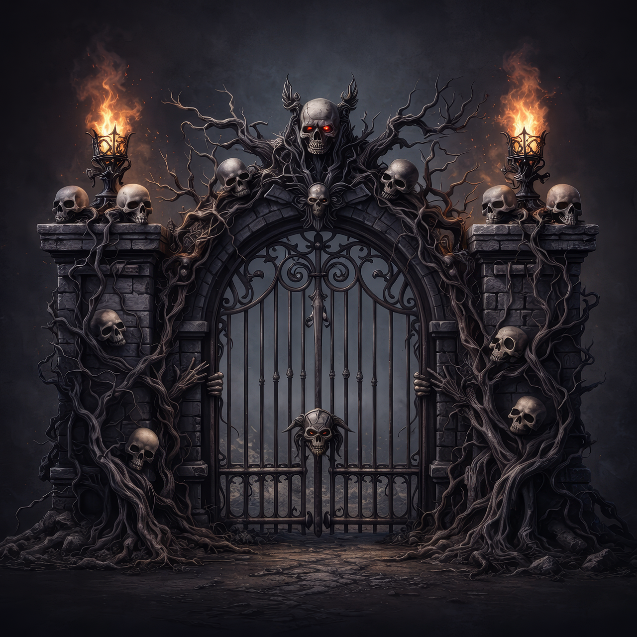 Download Hell Gate, Skull Entrance, Dark Fantasy. Royalty-Free Stock ...