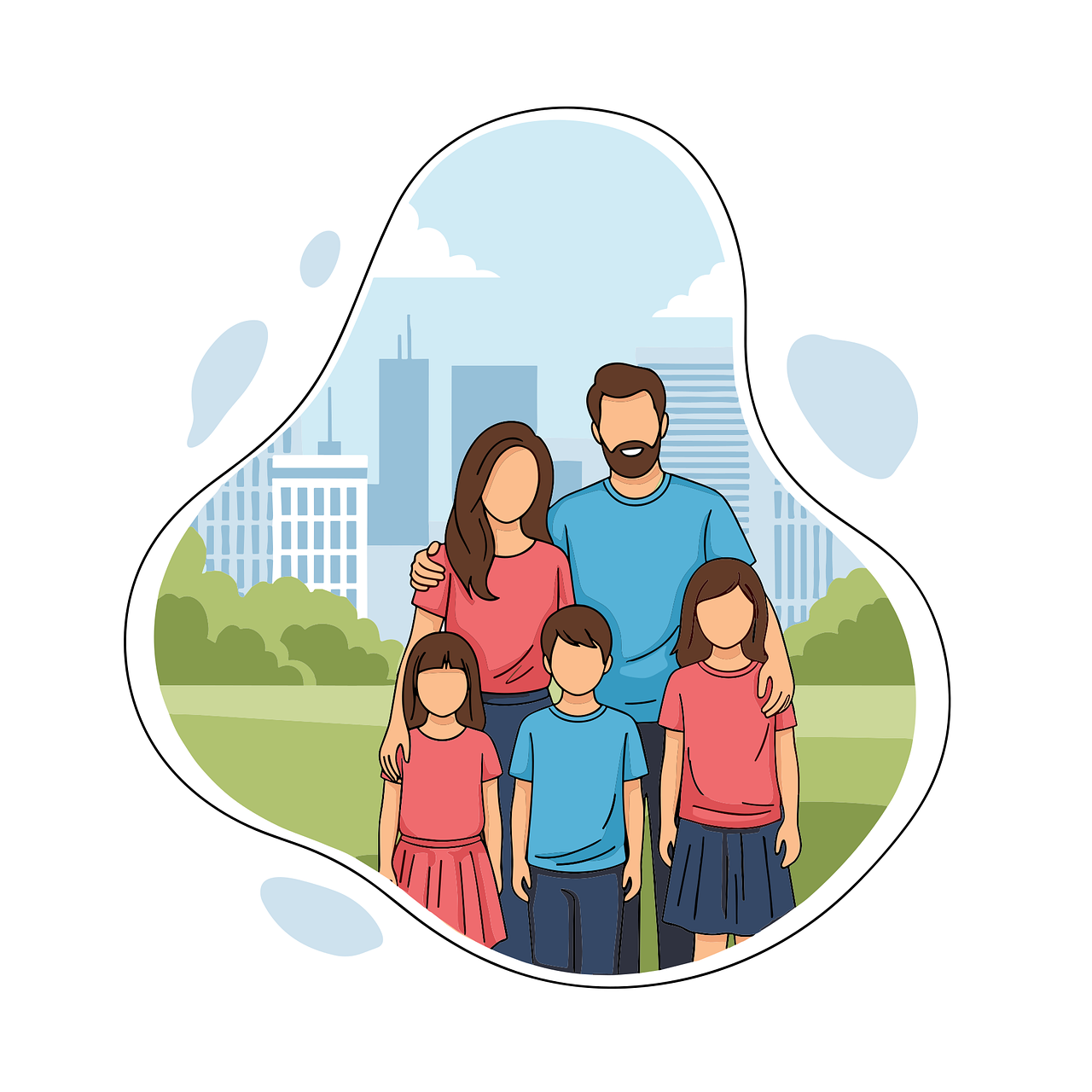 Download Large Family Illustration, Parents With Kids, Family Outdoors ...