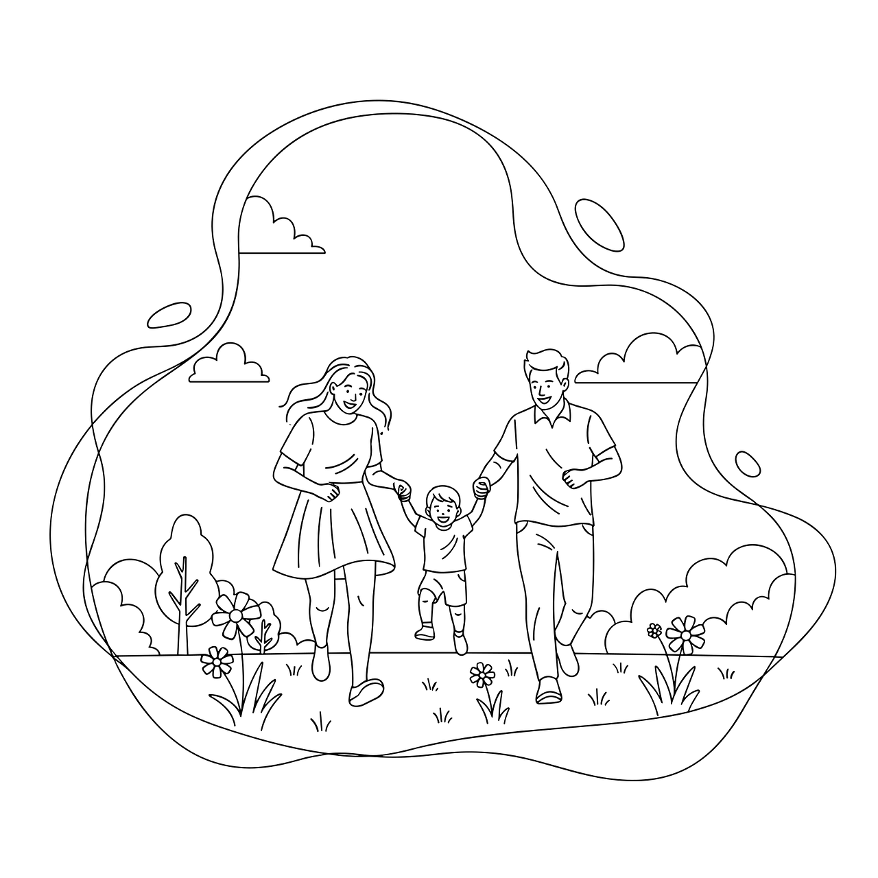 Download Family Outline Illustration, Line Art Family, Family Sketch ...