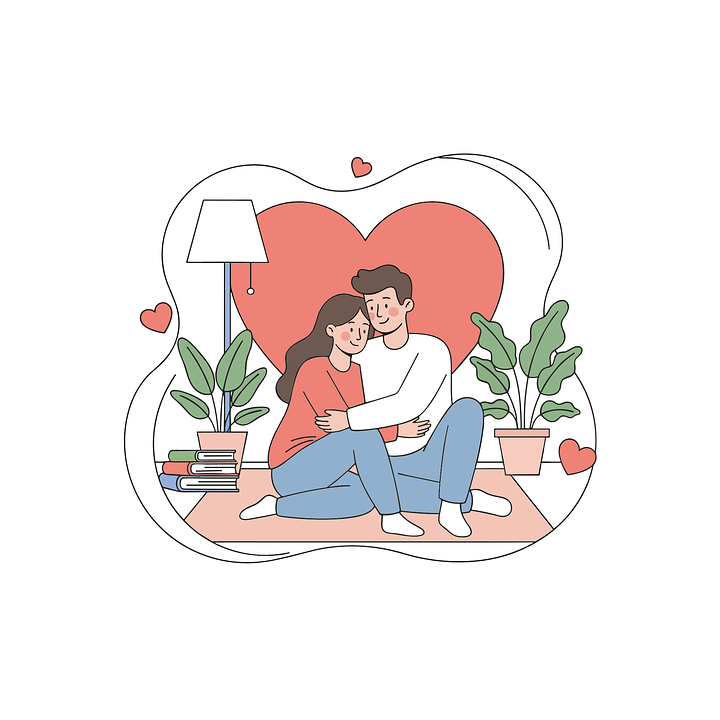 Download Romantic Couple Illustration, Love Heart, Couple Together ...