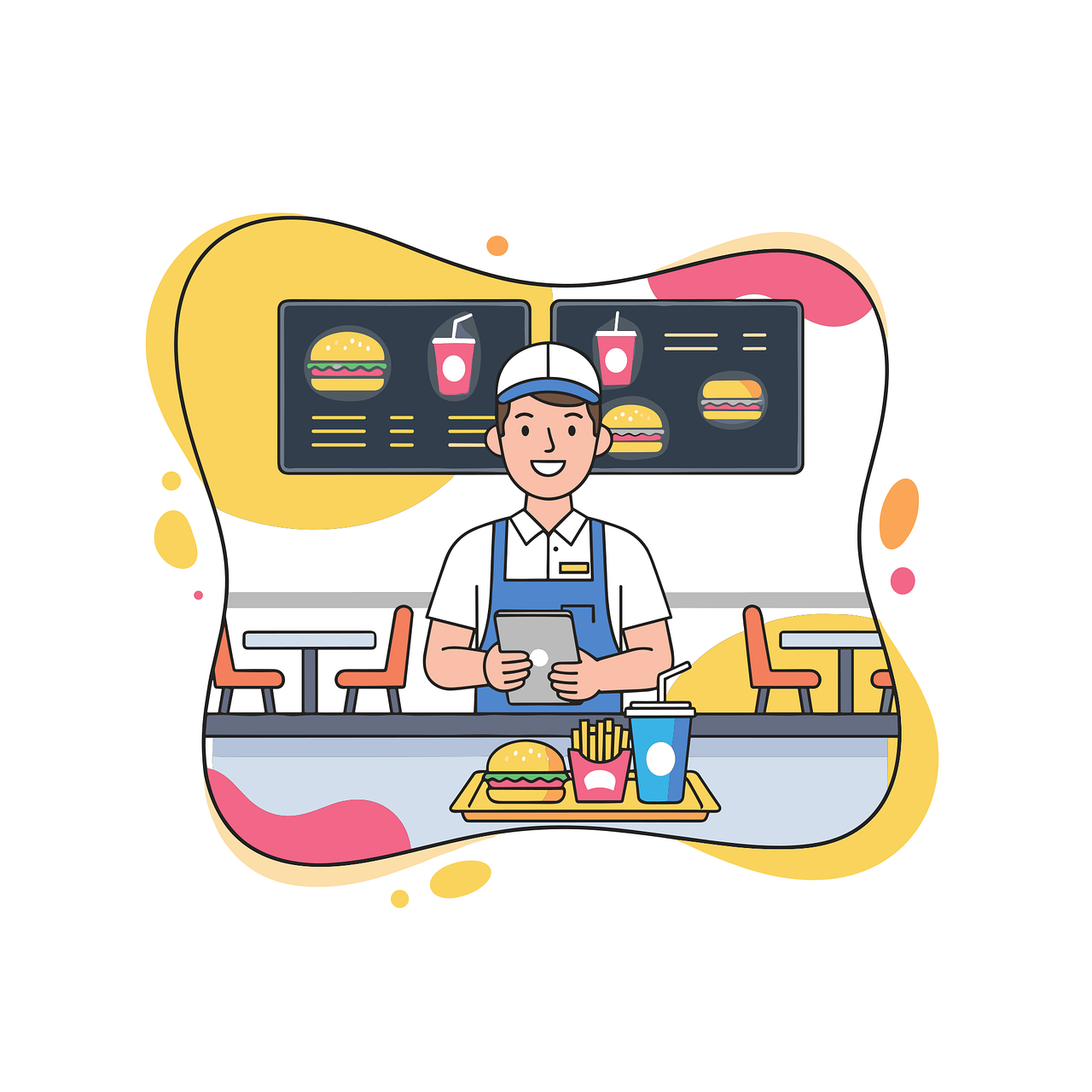 Download Fast Food Illustration, Restaurant Worker, Burger Shop ...