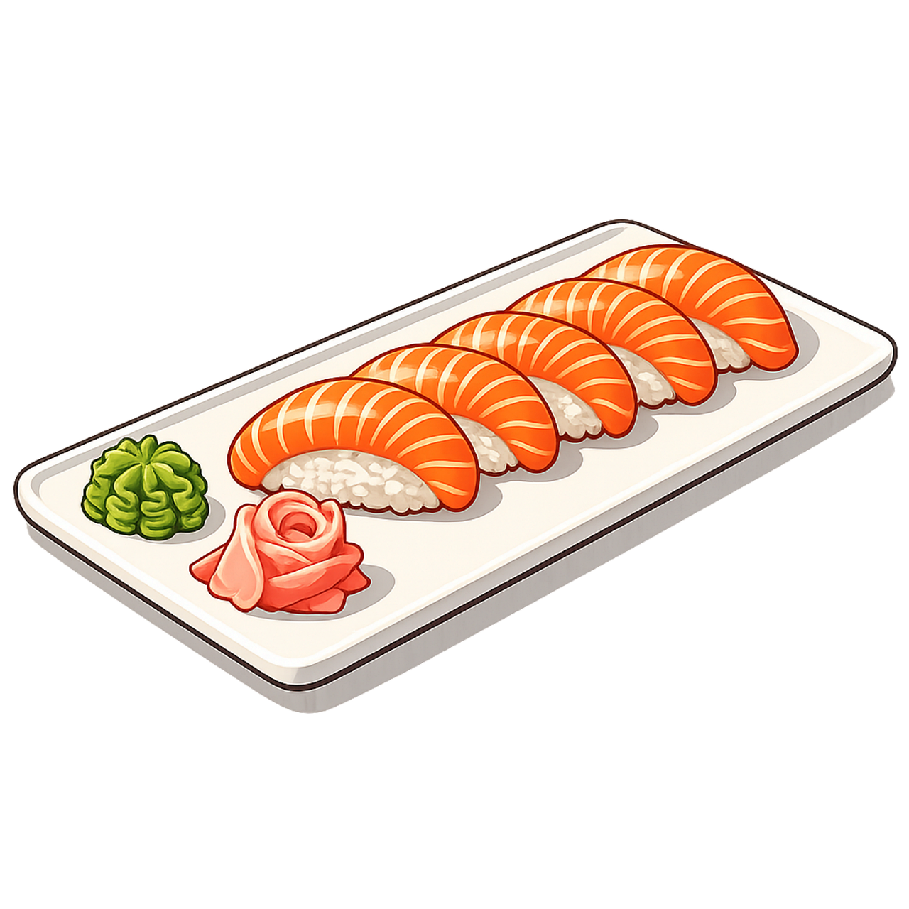 Download Salmon Nigiri, Sushi Plate, Japanese Food. Royalty-Free Vector ...