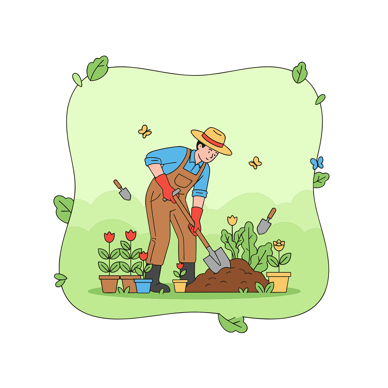 Download Gardening Man, Planting Vegetables, Garden Work. Royalty-Free ...