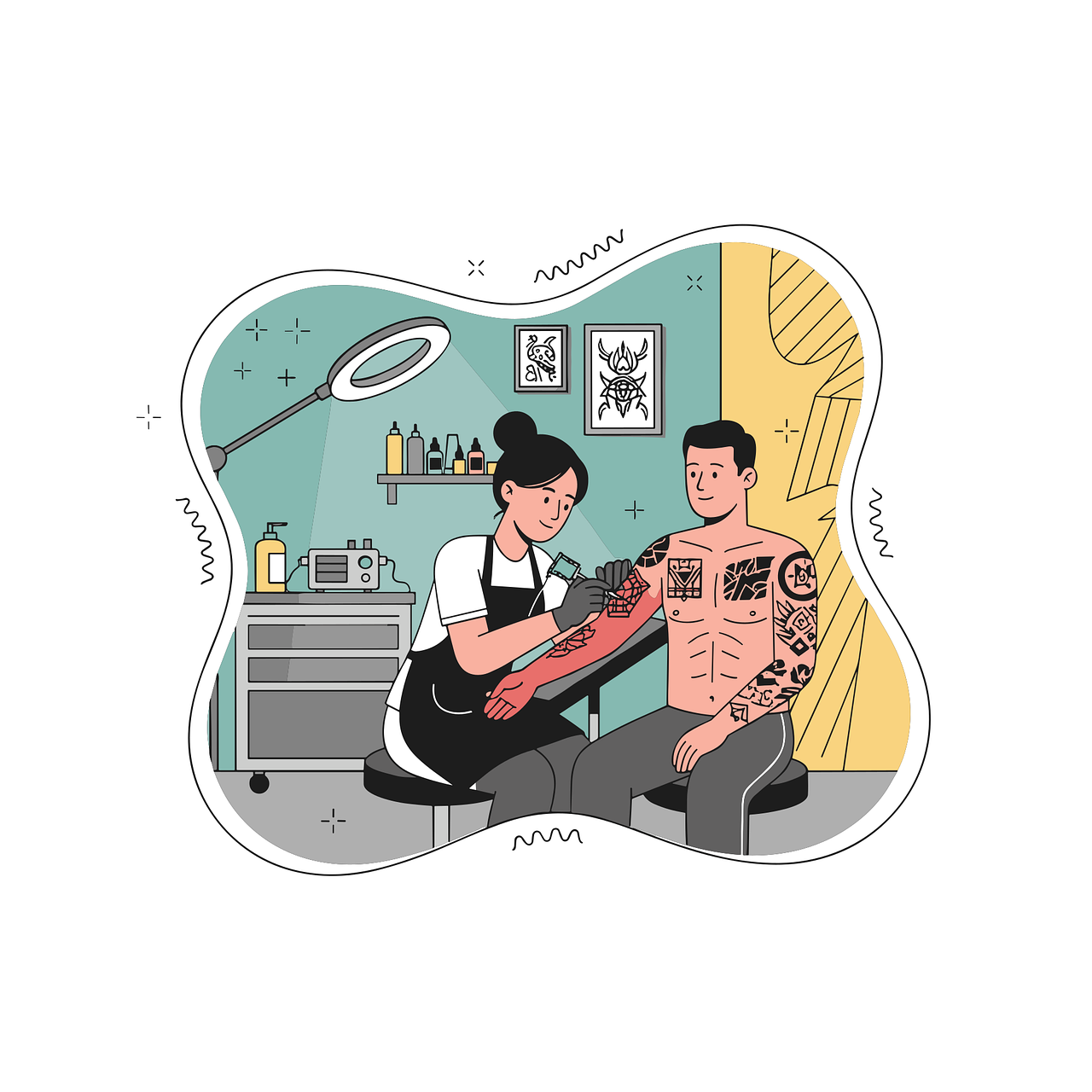 Download Tattoo Artist, Tattoo Studio, Tattooing Process. Royalty-Free ...