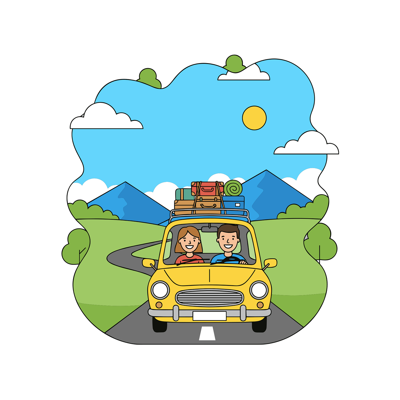 Download Road Trip, Couple Traveling, Travel By Car. Royalty-Free ...