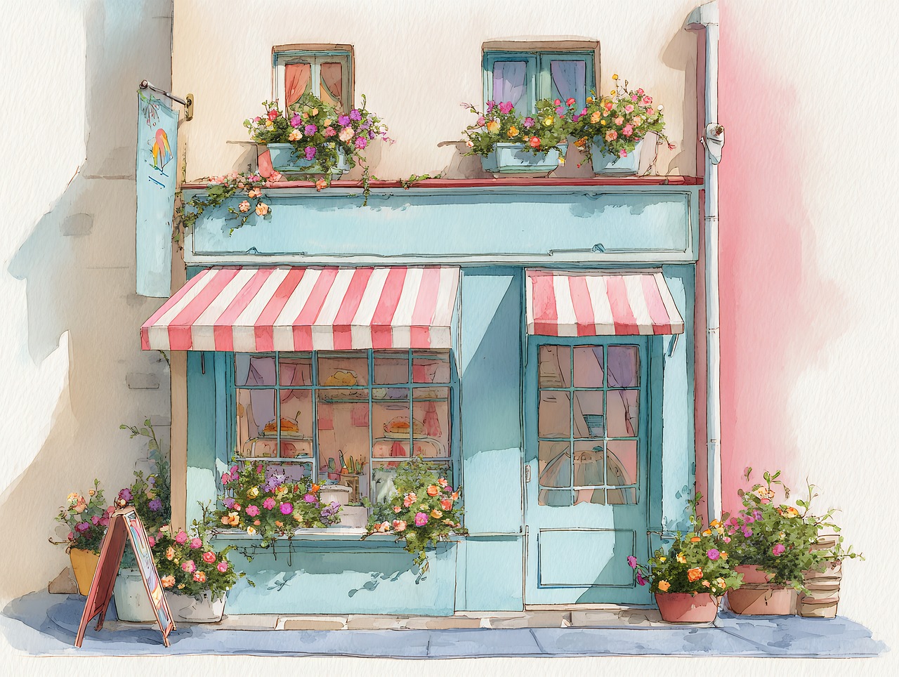 Download Cafe, Flower, Awning. Royalty-Free Stock Illustration Image ...