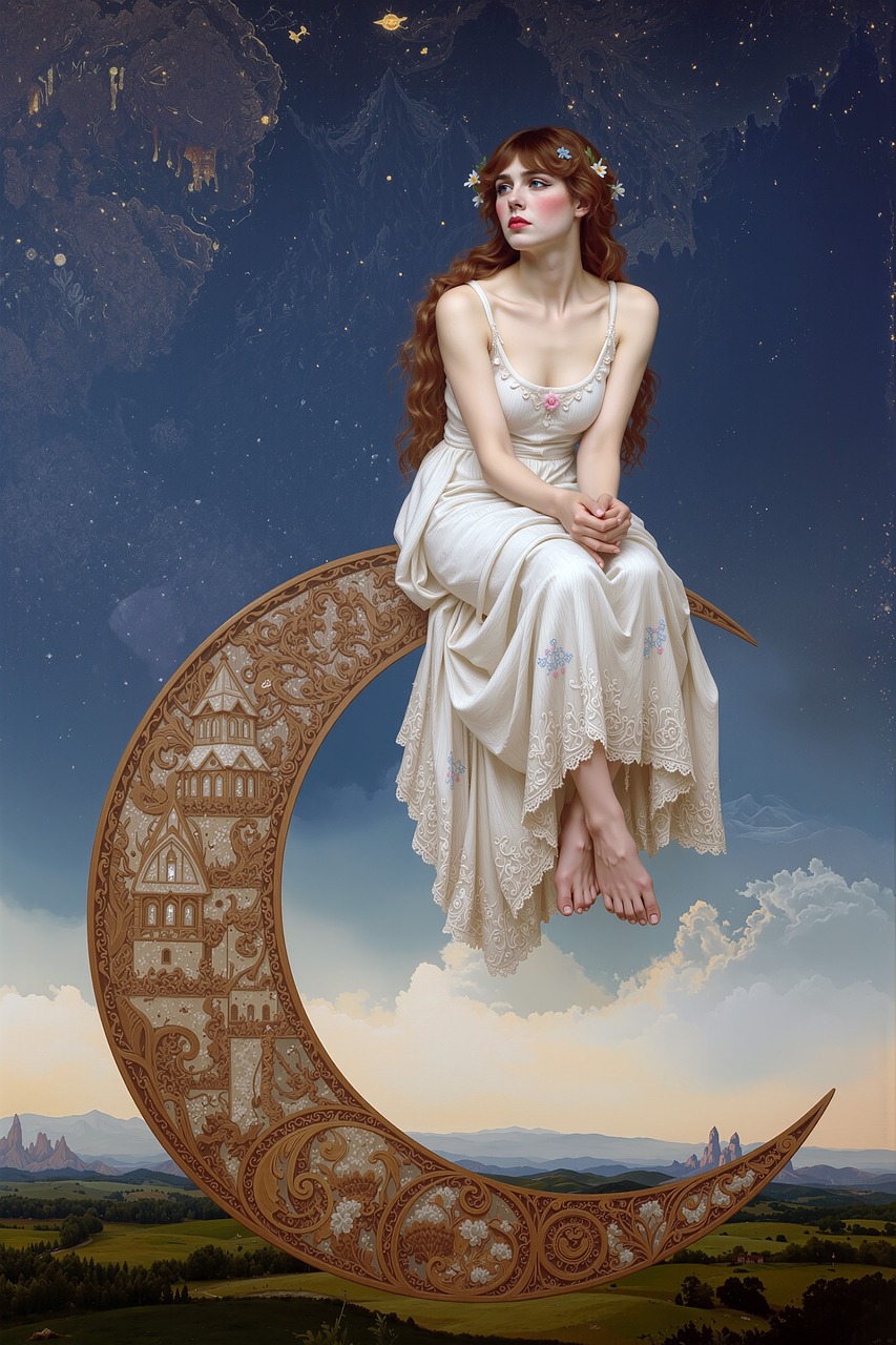 Download Woman, Moon, Crescent. Royalty-Free Stock Illustration Image ...