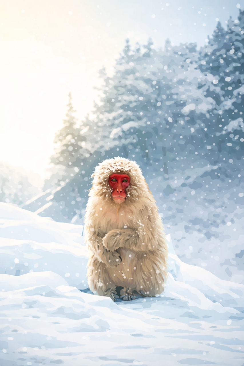 Download Snow Monkey, Japanese Macaque, Winter Wildlife. Royalty-Free ...