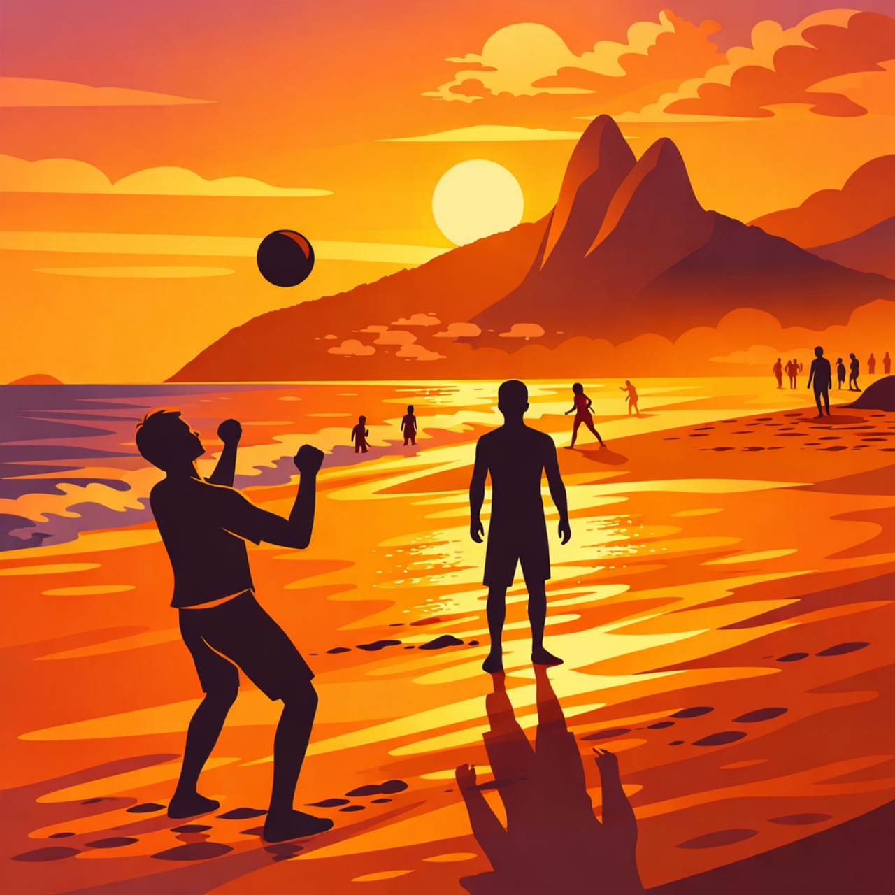 Download Ipanema Beach, Rio De Janeiro, Brazil Sunset. Royalty-Free ...