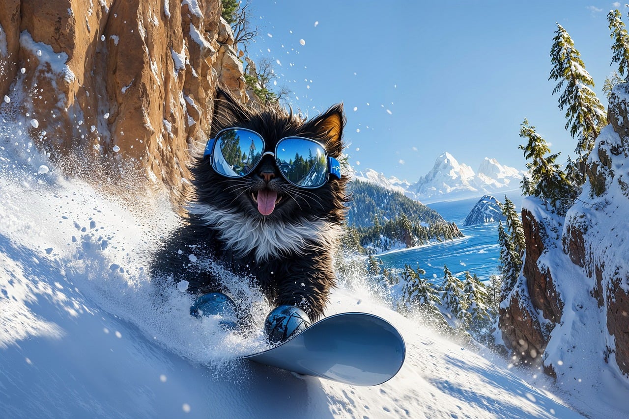 Download Cat, Snowboard, Winter. Royalty-Free Stock Illustration Image ...
