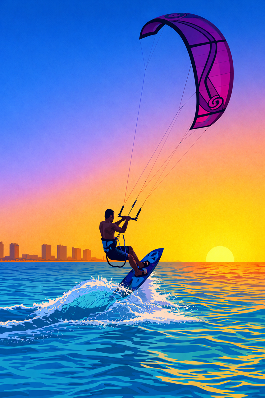 Download Kitesurf, Kitesurfing, Kiteboarding. Royalty-Free Vector ...