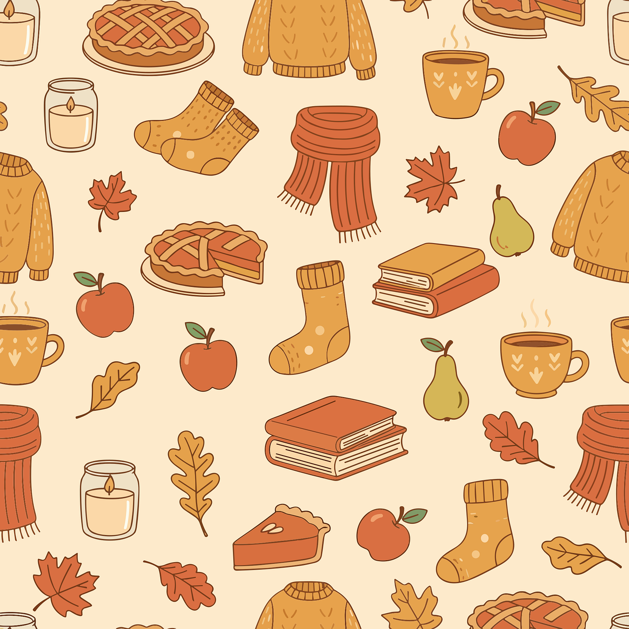 Download Autumn Pattern, Cozy Fall Design, Seamless Autumn Pattern ...