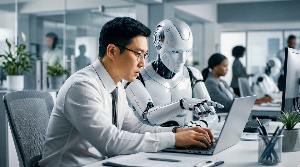 Download Businessman, Robot, Collaboration. Royalty-Free Stock ...