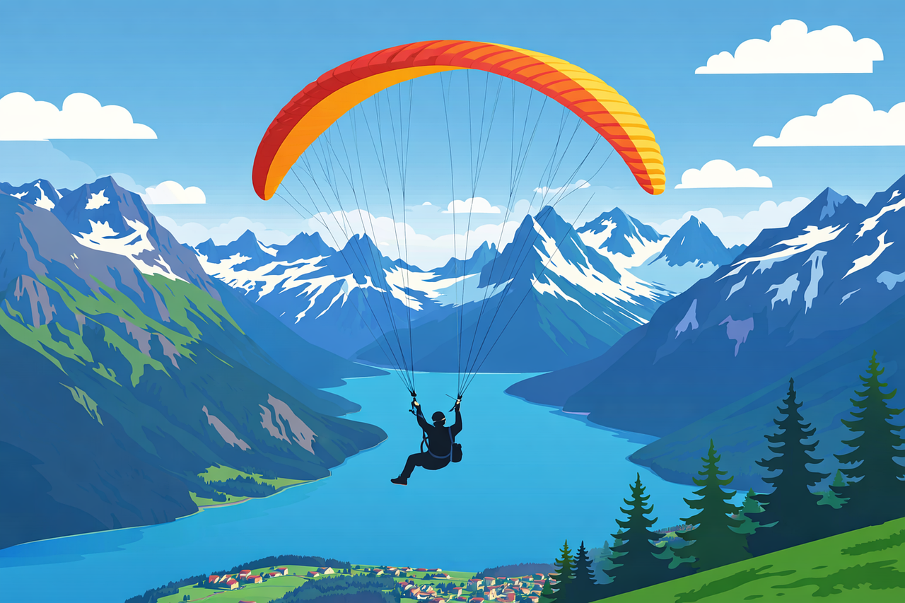 Download Paragliding, Paraglider, Mountains. Royalty-Free Vector ...