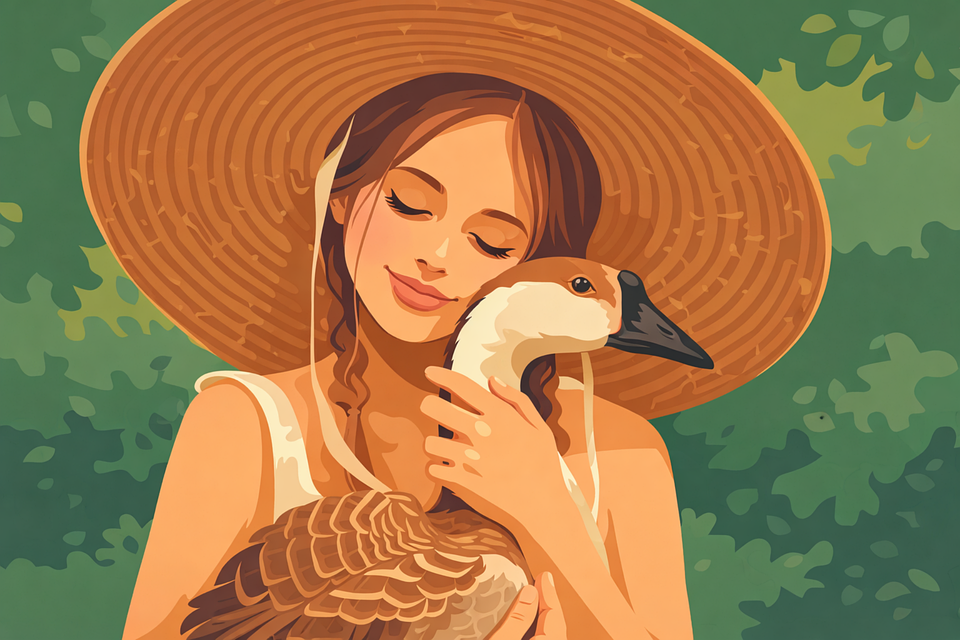 Download Woman Holding Goose, Girl With Goose, Farm Woman Portrait ...