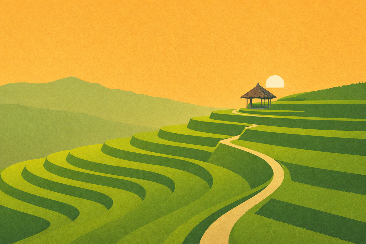 Download Rice Terraces, Landscape, Agriculture. Royalty-Free Vector ...
