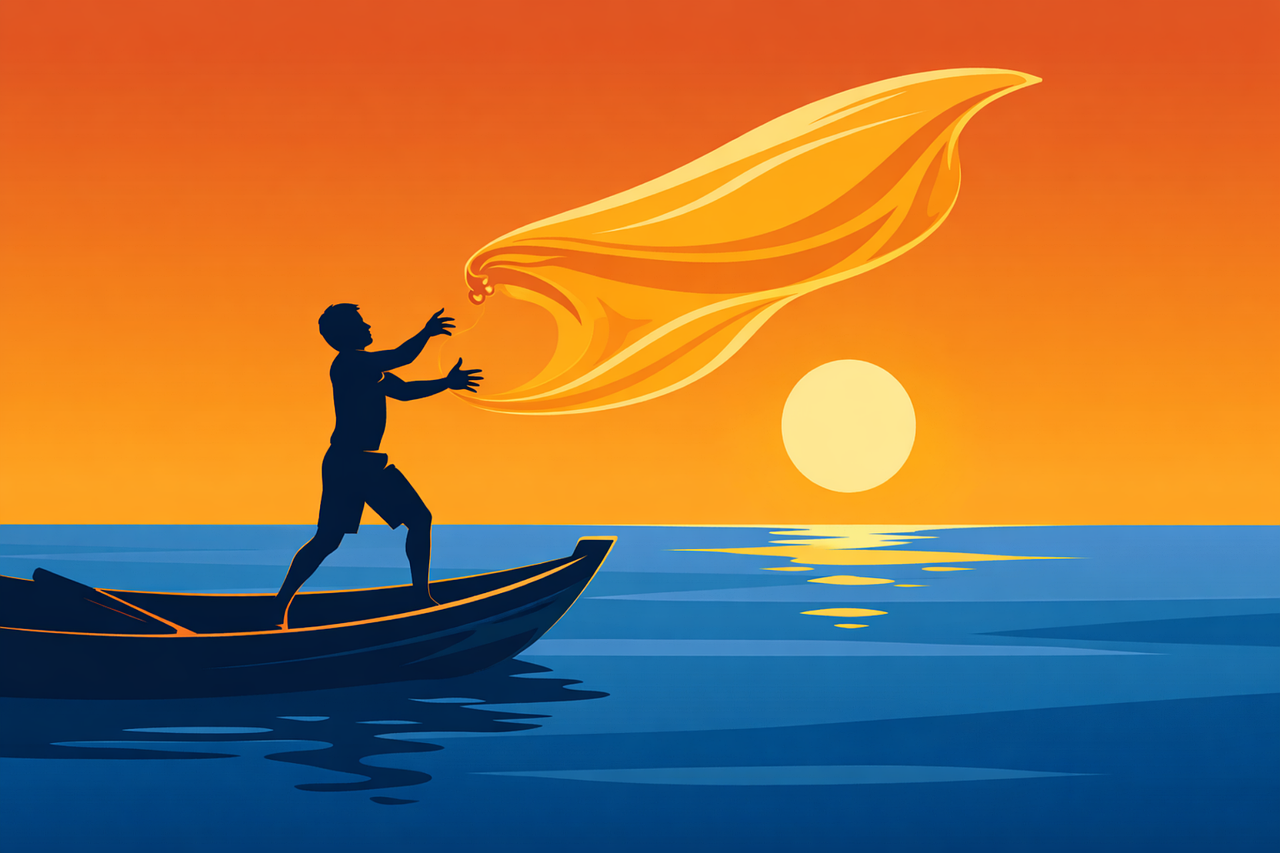 Download Fisherman, Fishing, Casting Net. Royalty-Free Vector Graphic ...
