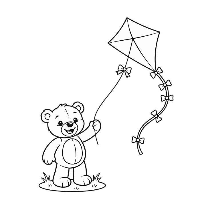 Download Teddy Bear, Kite, Black And White. Royalty-Free Stock ...