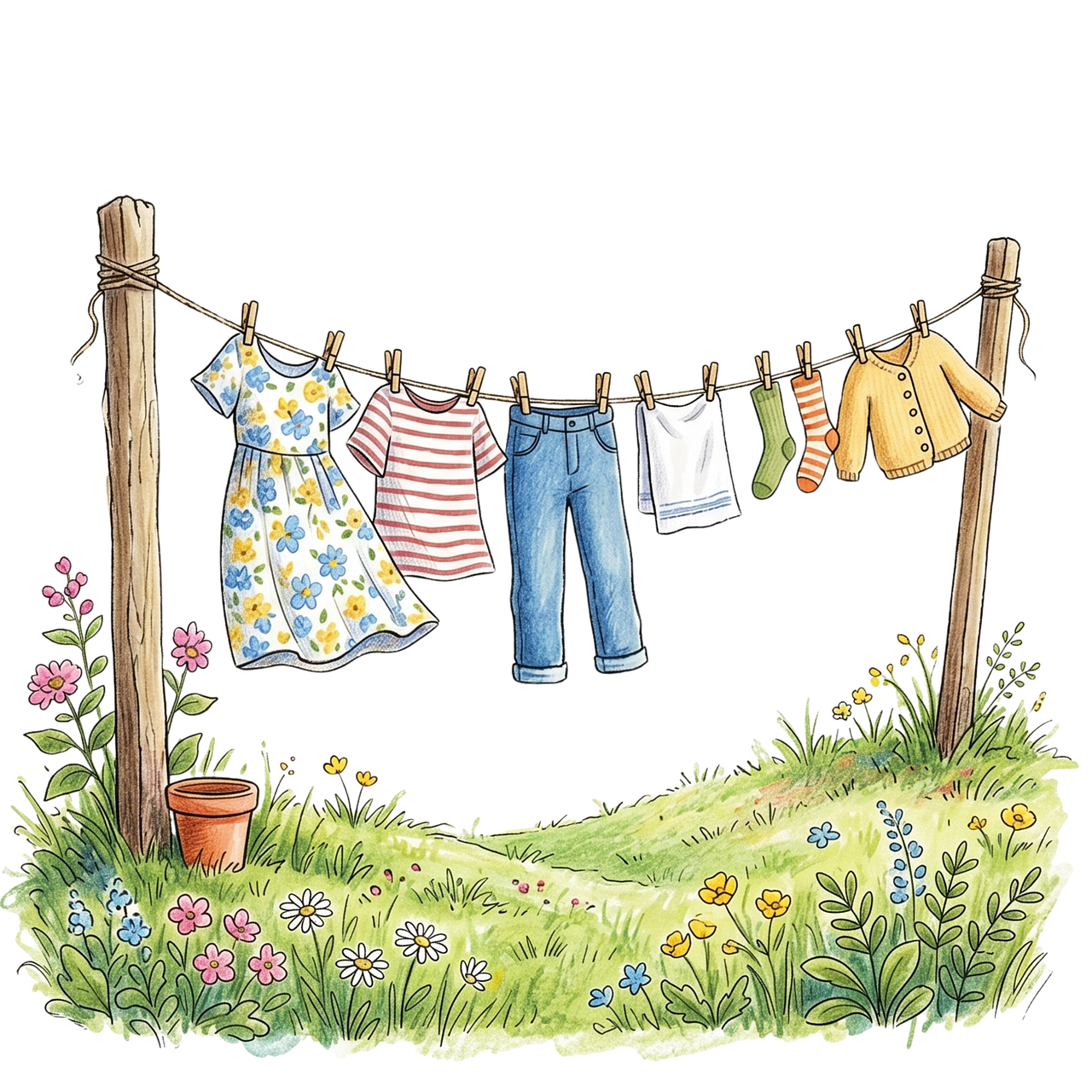 Download Laundry, Clothesline, Garden. Royalty-Free Stock Illustration ...