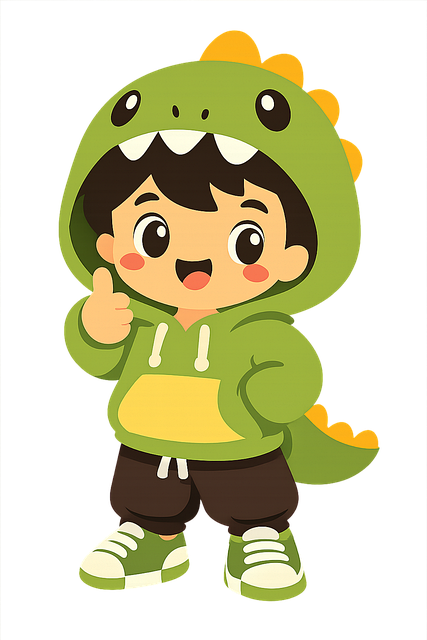 Download Boy, Dinosaur Costume, Green Hoodie. Royalty-Free Vector ...