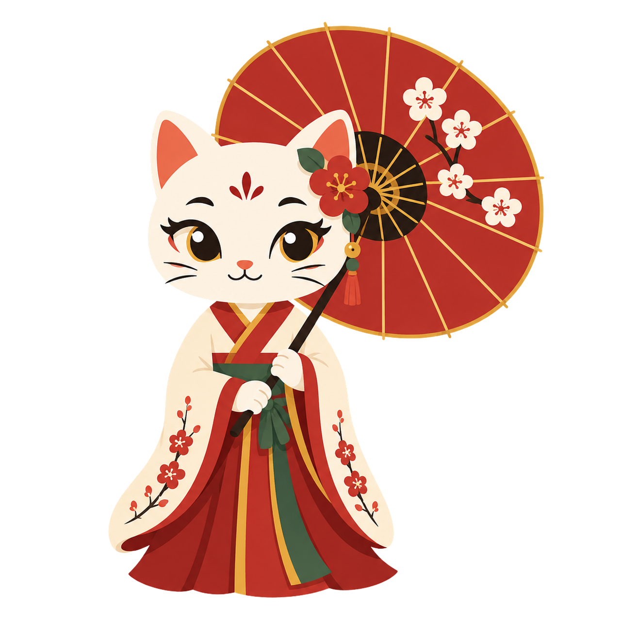 Download Cat Mascot, Cute Cat, Traditional Fashion. Royalty-Free Vector ...