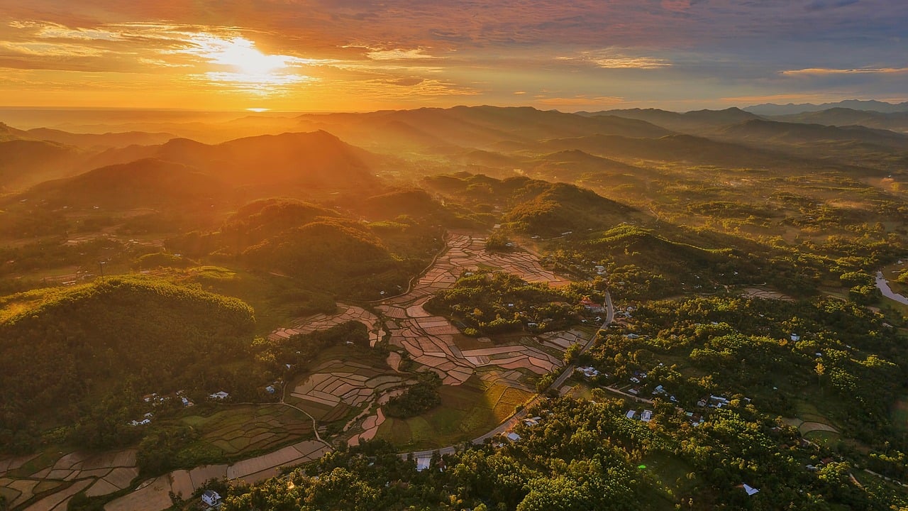 Sunrise Landscape Mountains Rice - Free photo on Pixabay