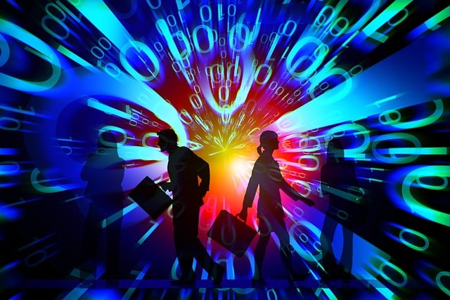 Download Digital Transformation, Silhouettes Of People, Binary Code ...