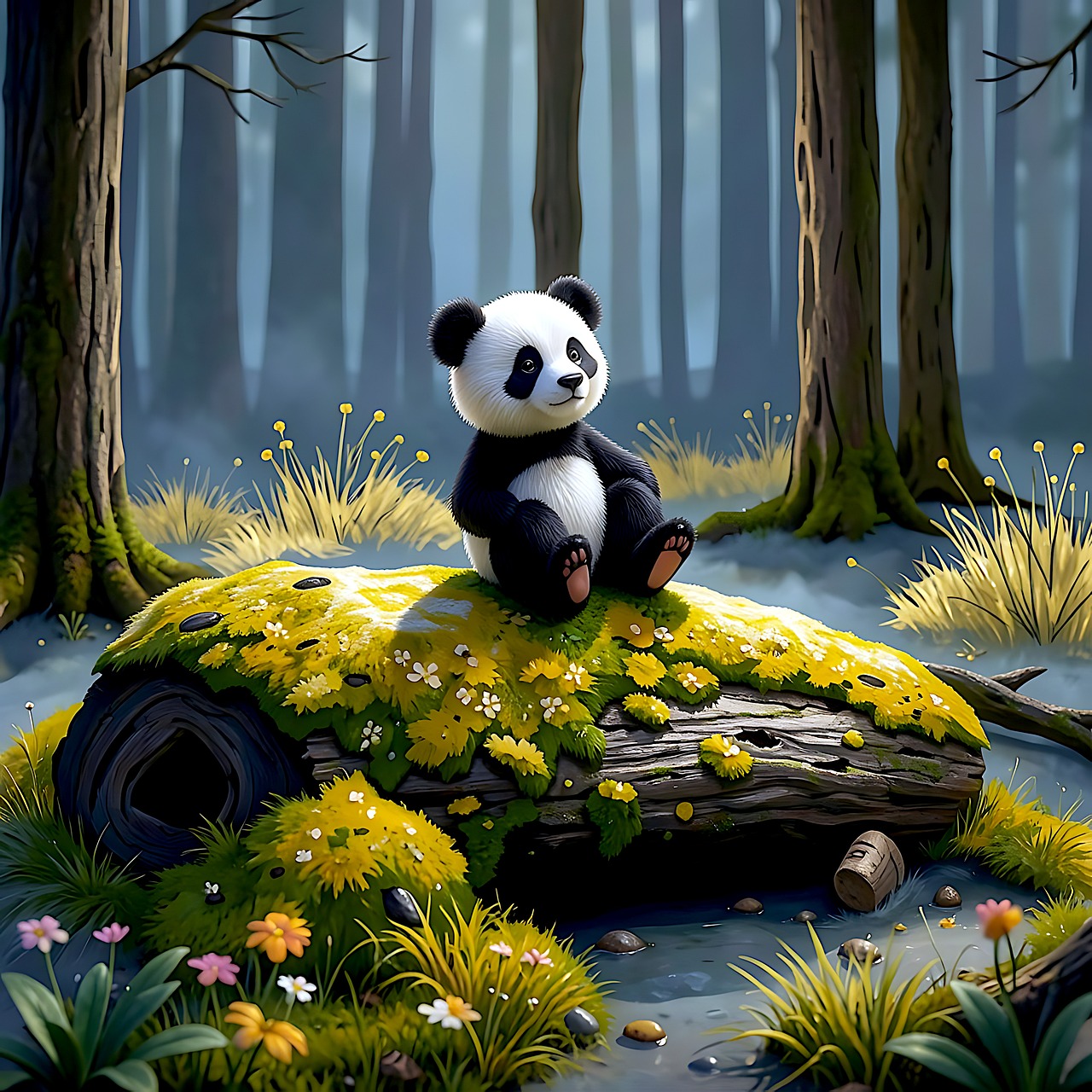 Download Panda, Forest, Tree Trunk. Royalty-Free Stock Illustration ...