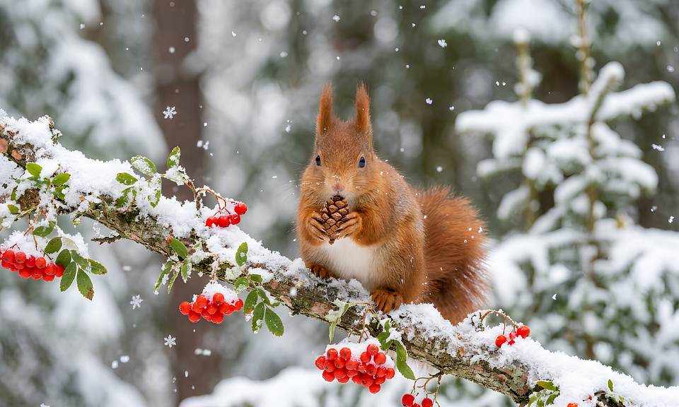 Winter Squirrel Pine Red - Free photo on Pixabay
