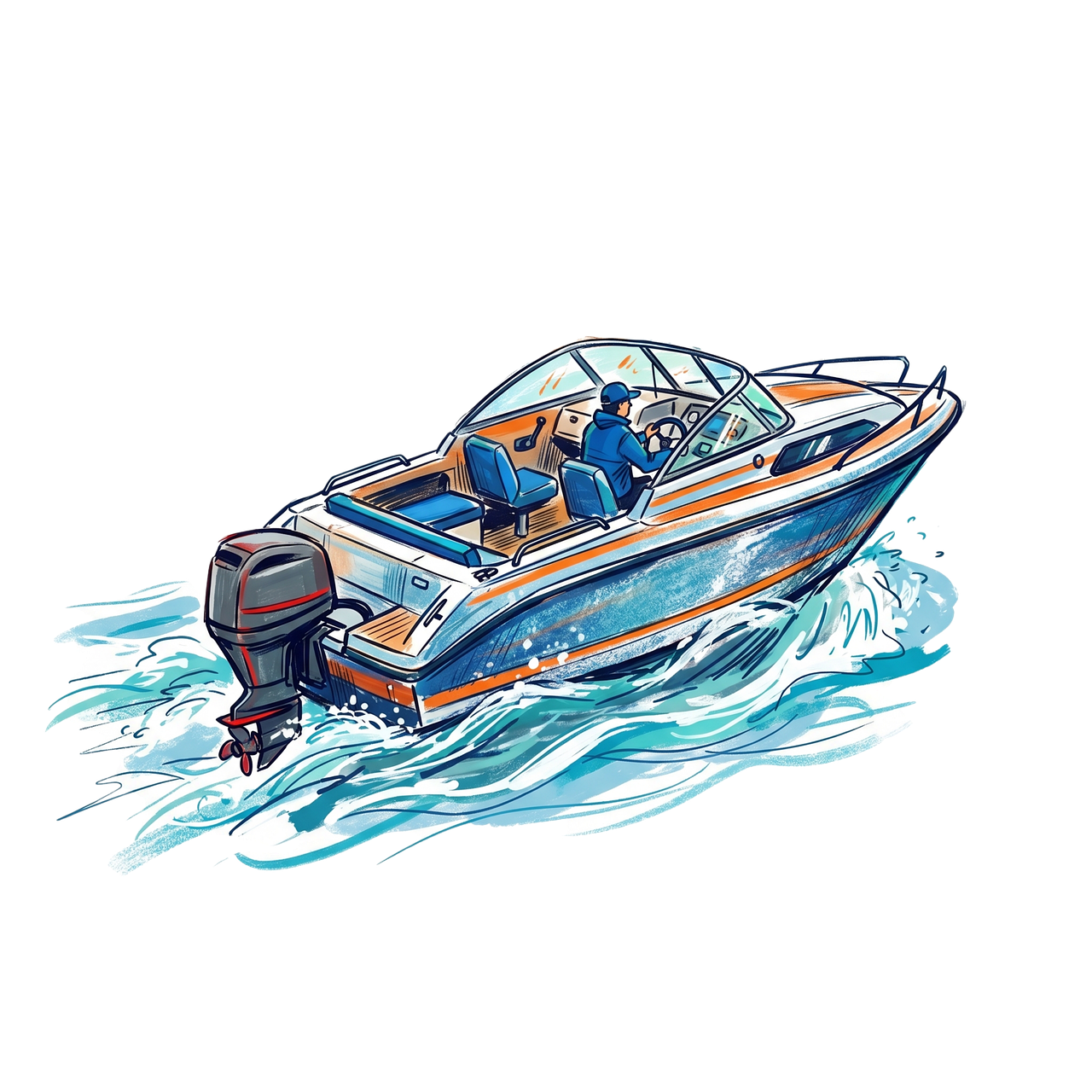 Download Motorboat, Moving, Blue. Royalty-Free Stock Illustration Image ...