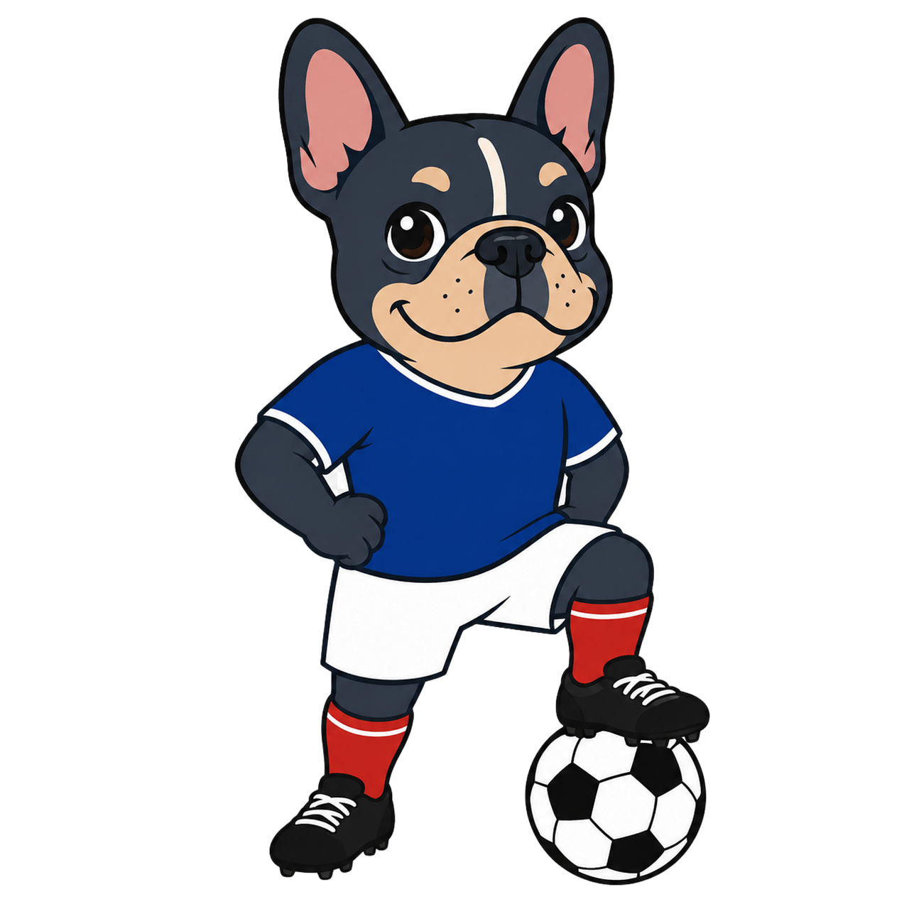 Download French Football Mascot, Bulldog In Blue Jersey, Cartoon ...