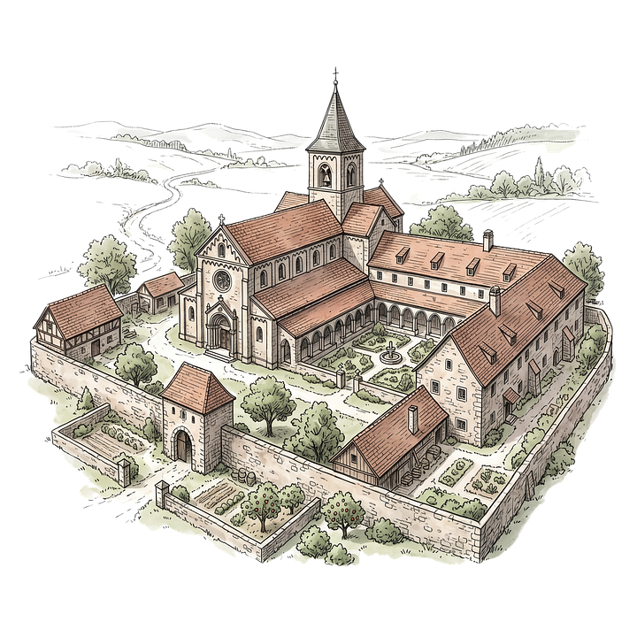 Download Medieval, Monastery, Church. Royalty-Free Stock Illustration ...