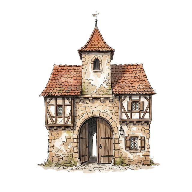 Download Medieval, Timber-Frame, Gatehouse. Royalty-Free Stock ...