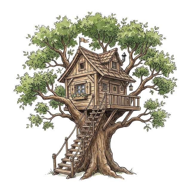 Download Treehouse, Wood, Black Background. Royalty-Free Stock ...