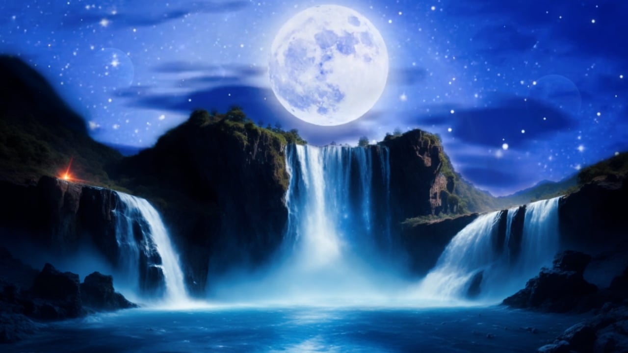 Night, Moon, Waterfall. Free Stock Video - Pixabay