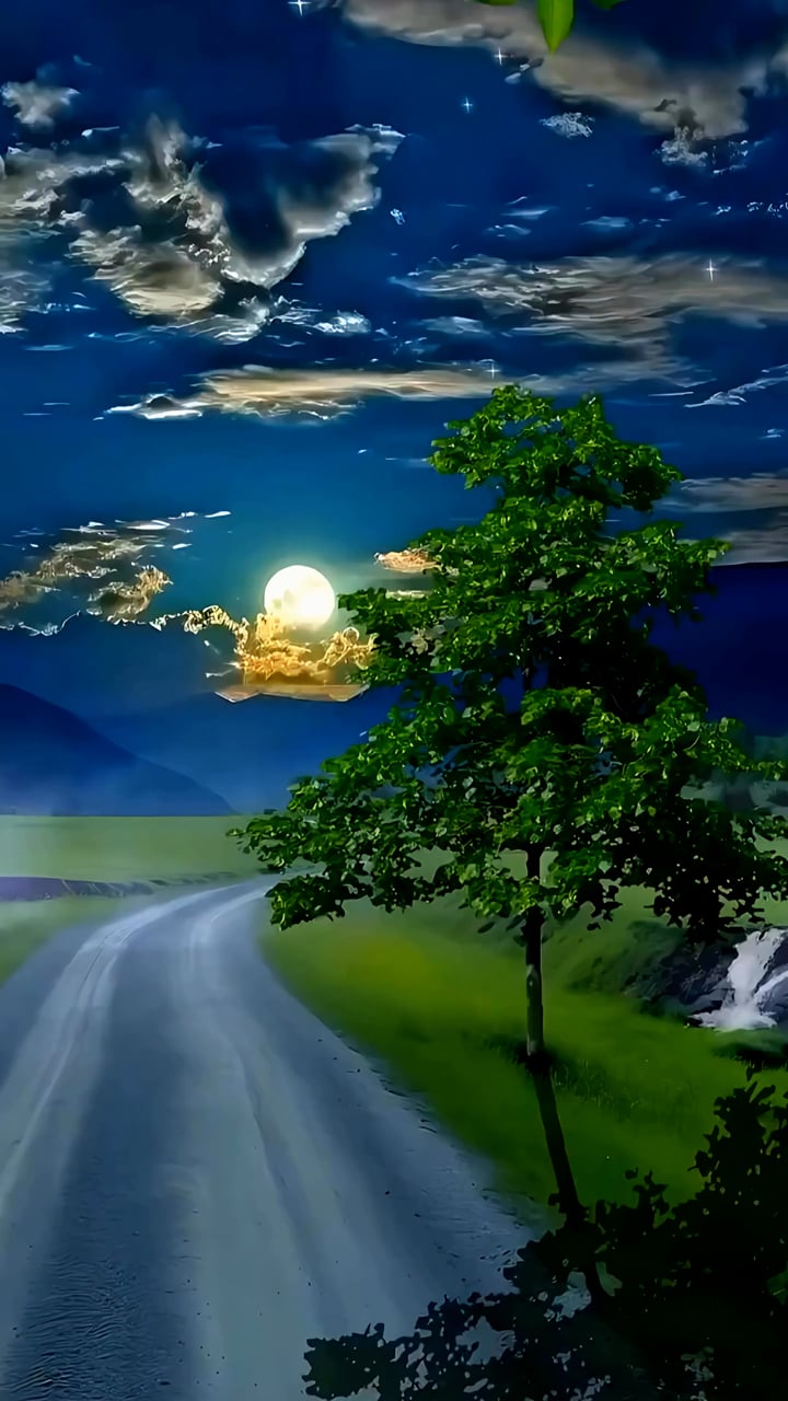 Hdr Trees Road Night