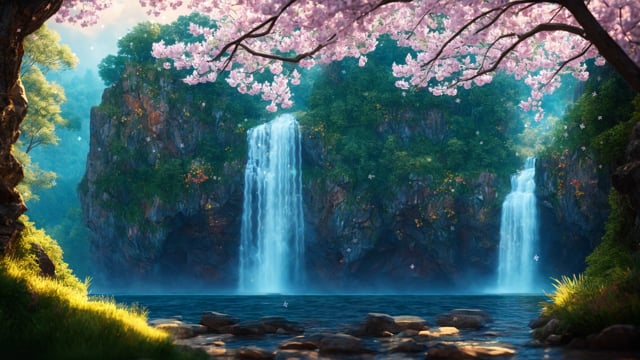 Ai Generated, Cherry Blossom, Waterfall. Free Stock Video - Pixabay