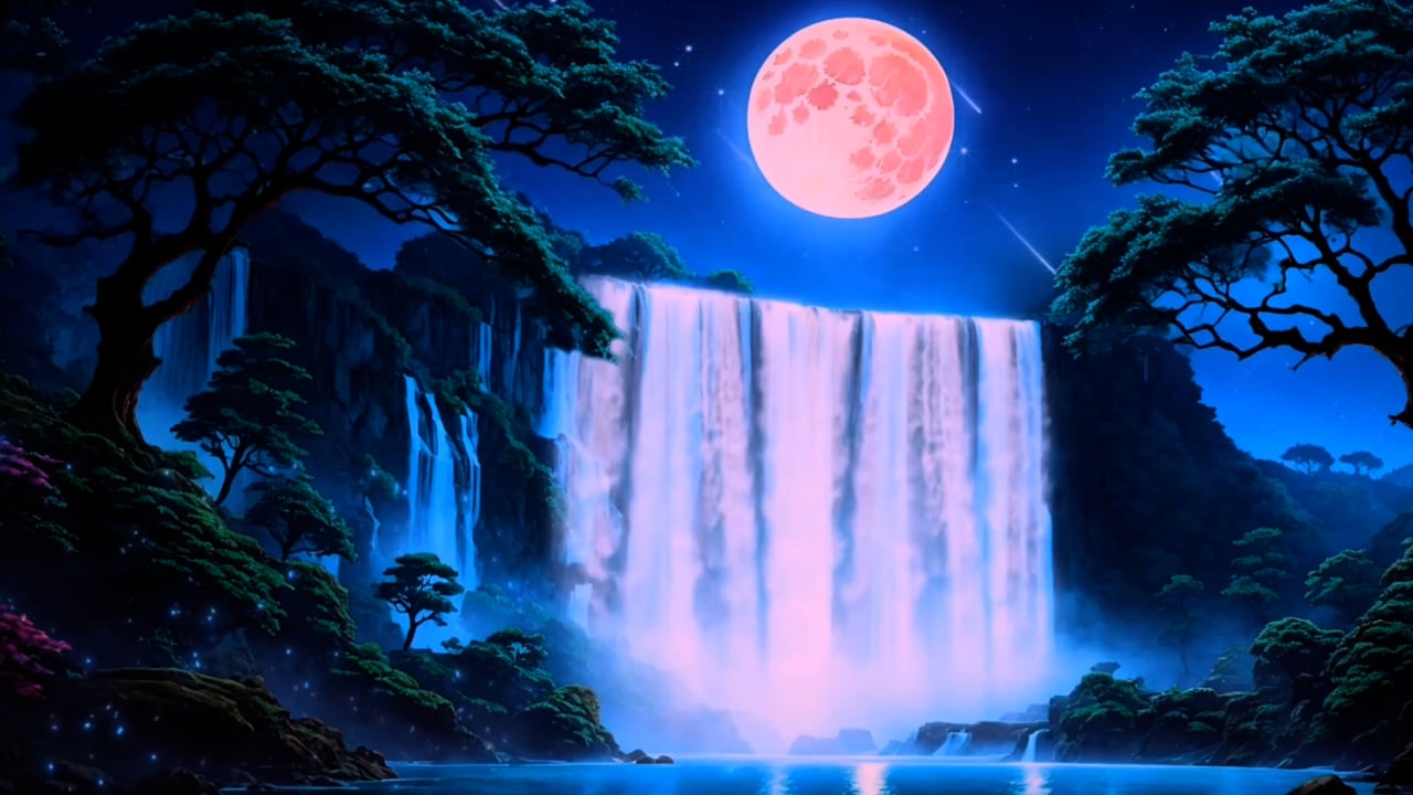 Waterfall, Full Moon, Moonlight. Free Stock Video - Pixabay