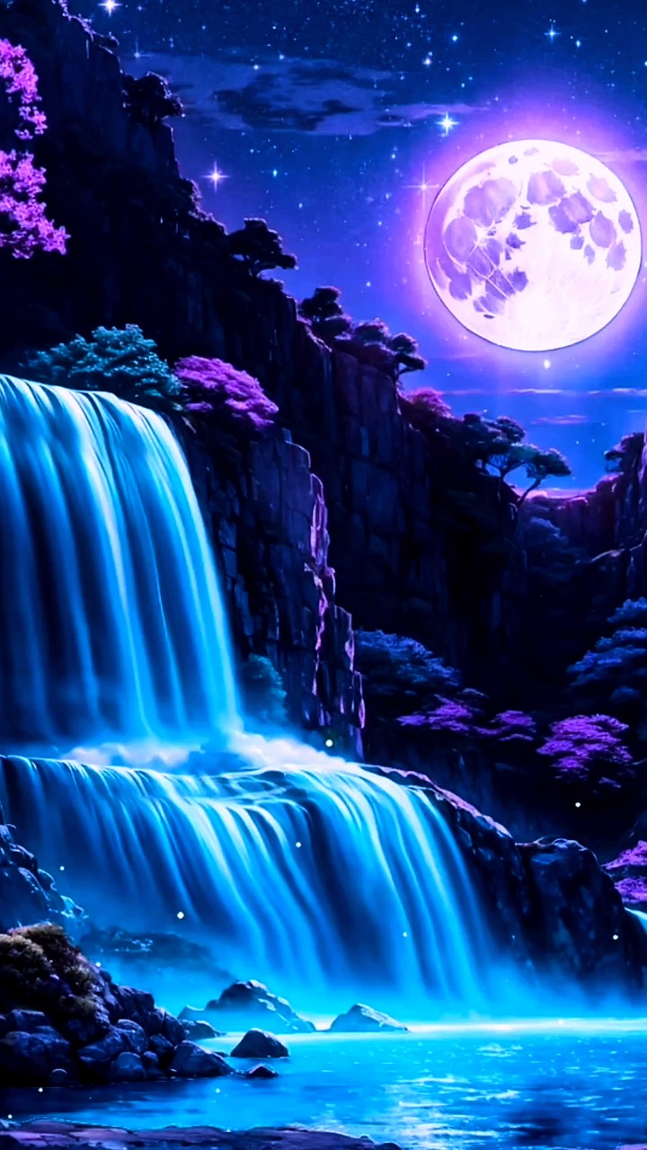 Atmosphere, Waterfall, Moonlight. Free Stock Video - Pixabay