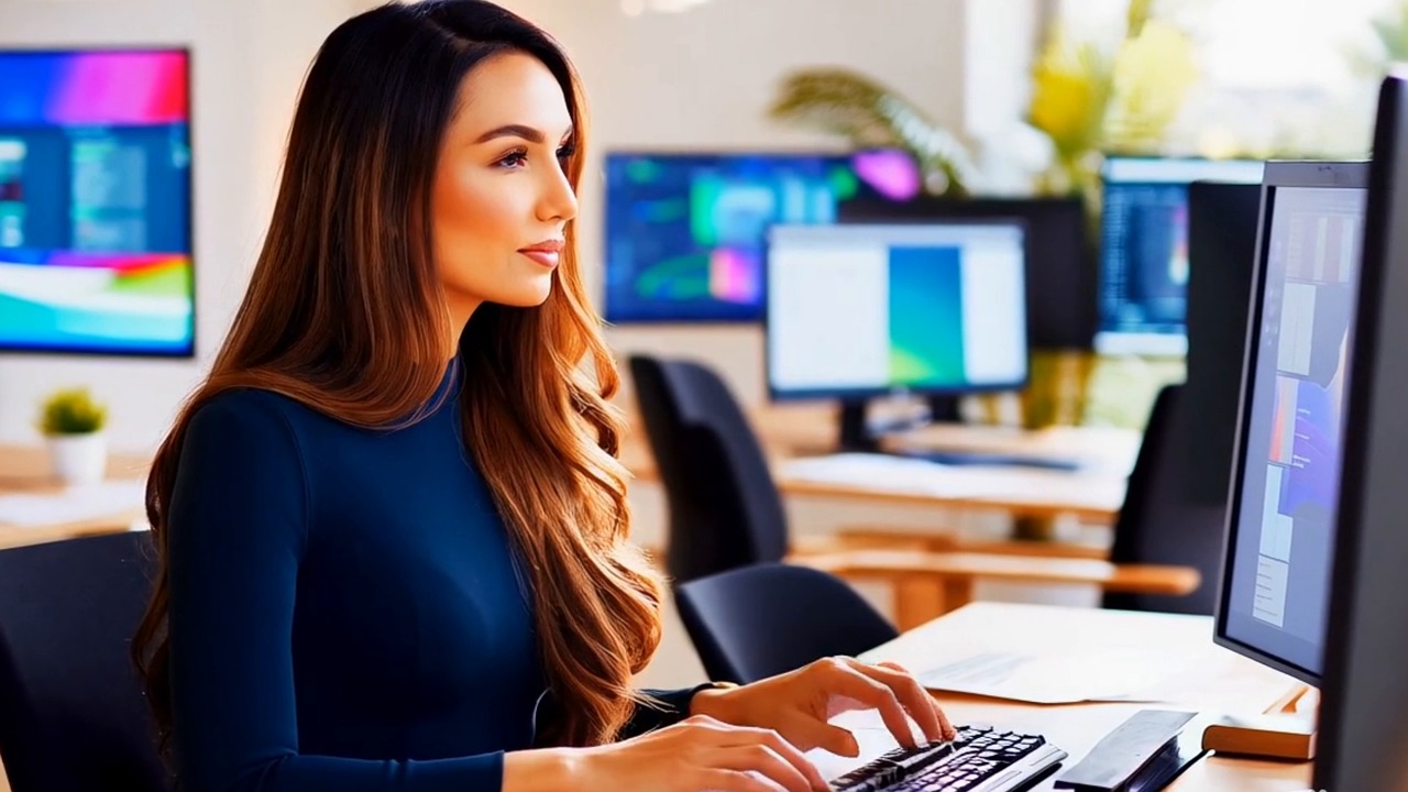 Women Working On Computers, Sitting At Desk, Office Work. Free Stock ...