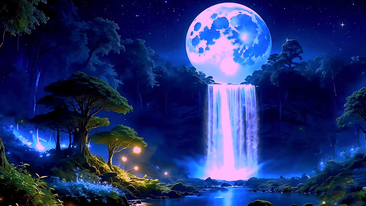 Ai Generated, Waterfall, Moonlight. Free Stock Video - Pixabay