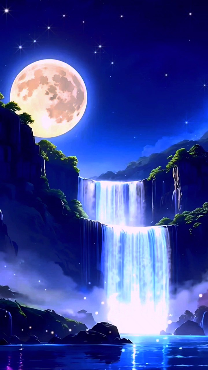 Ai Generated, Waterfall, Moonlight. Free Stock Video - Pixabay
