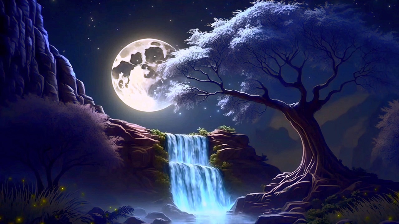 Ai Generated, Waterfall, Moonlight. Free Stock Video - Pixabay